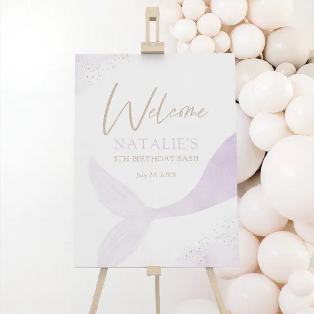 Purple Mermaid Girl Birthday Welcome Sign | Zazzle