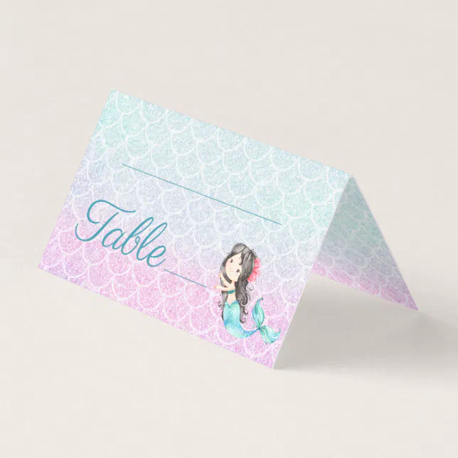 Purple Mermaid Girl's Baby Shower Table Number | Zazzle