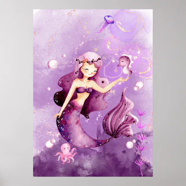 Purple Mermaid Poster | Zazzle