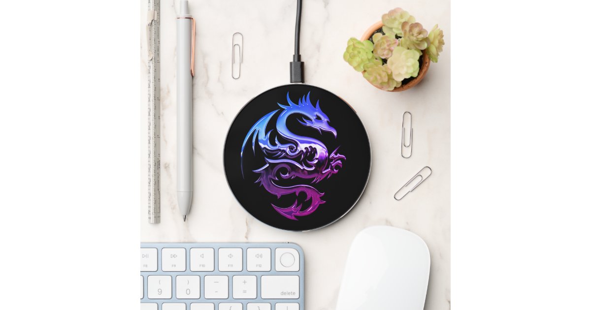 Purple Metallic Dragon Wireless Charger | Zazzle