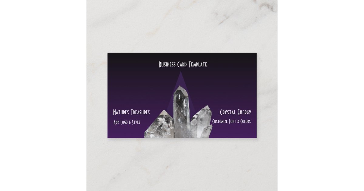 Purple Mineral Quartz Crystals Logo Business Card | Zazzle