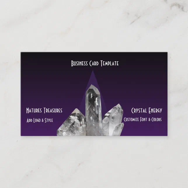 Purple Mineral Quartz Crystals Logo Business Card | Zazzle