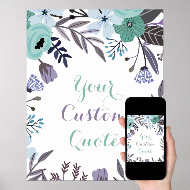 Purple mint floral Personalized quote art print | Zazzle