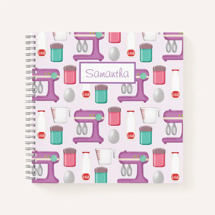Purple Mixer Baking Collage Personalised Recipe Notebook | Zazzle