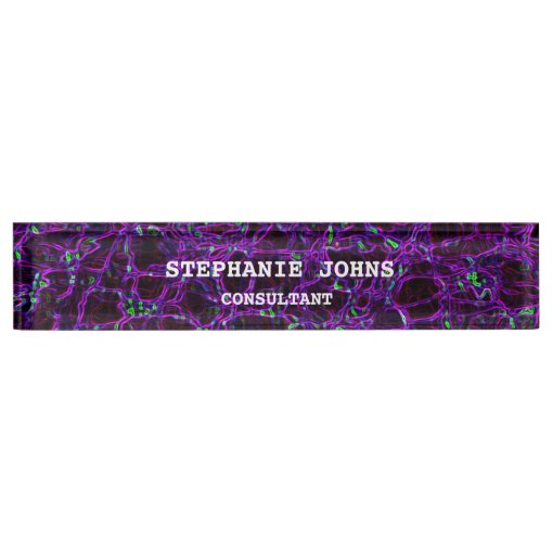 Purple Modern Art Abstract Monogram Name Template Desk Name Plate | Zazzle