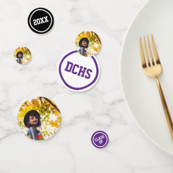 Purple Modern Circles Photo Graduation Confetti | Zazzle