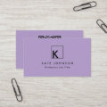 Purple Modern Monogram Logo Minimal Business Card | Zazzle