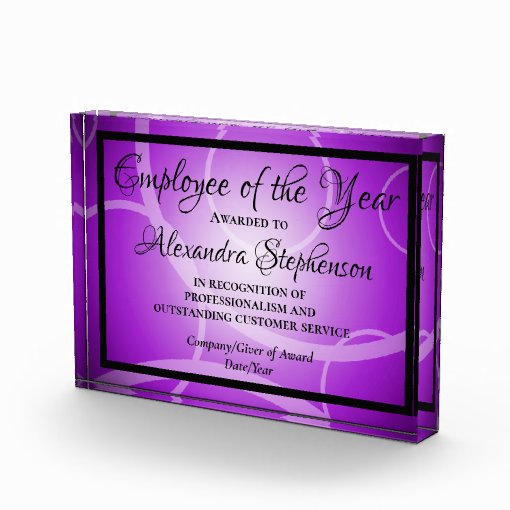 Purple Modern Personalized Acrylic Award Plaque | Zazzle