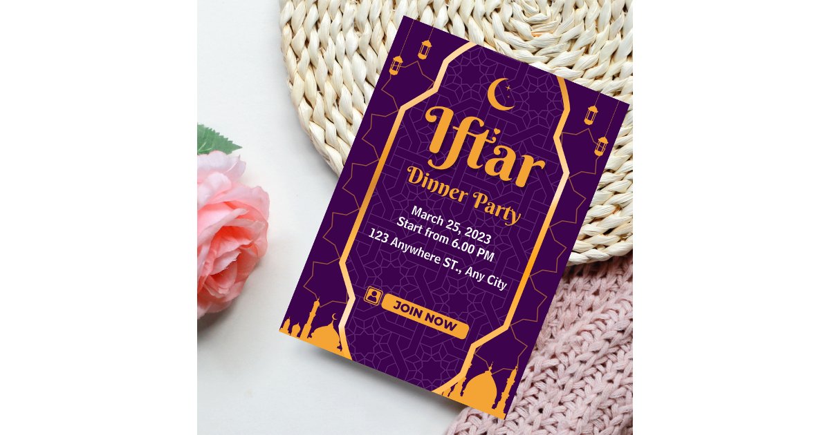 Purple Modern Ramadan Iftar Party Invitation | Zazzle