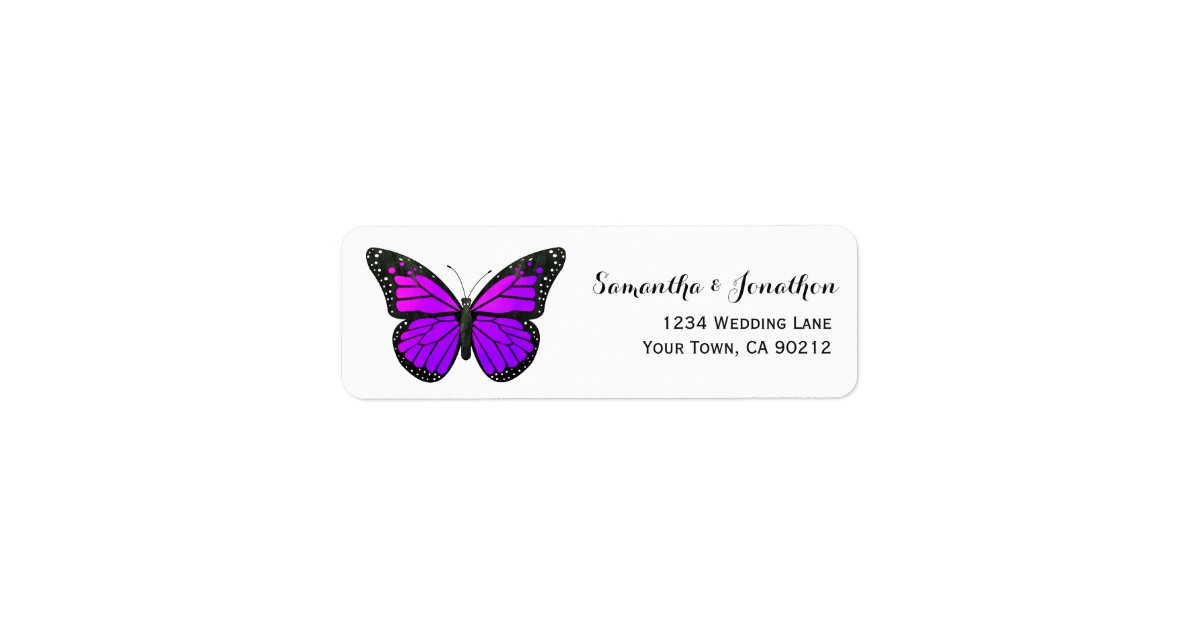 Purple Monarch Butterfly Label | Zazzle