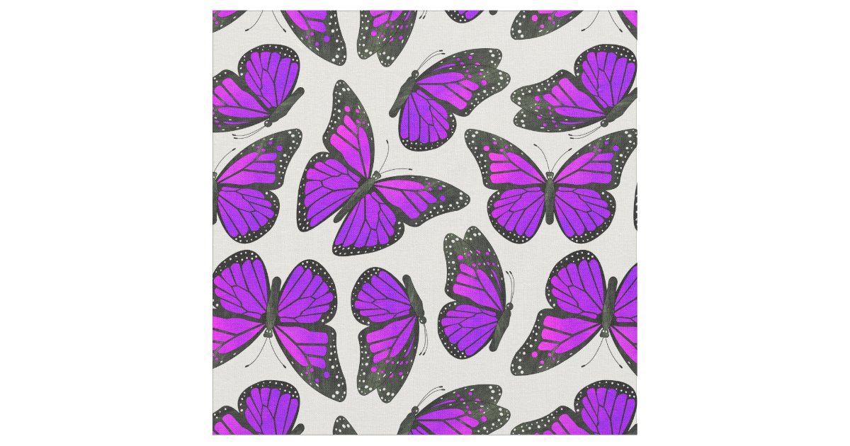 Purple Monarch Butterfly Pattern Fabric | Zazzle Purple Monarch Butterfly Pattern Fabric | Zazzle