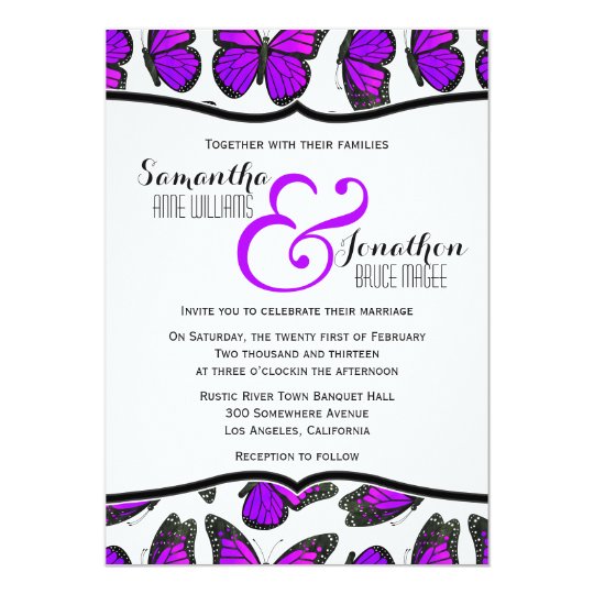Purple Monarch Butterfly Wedding Invitation | Zazzle.com