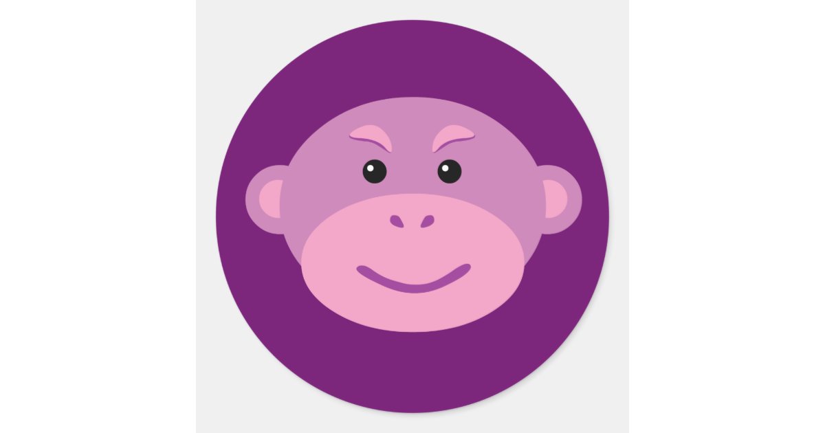 Purple Monkey Classic Round Sticker | Zazzle
