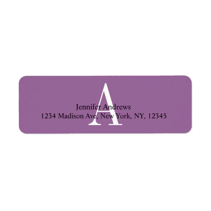 Purple Monogram A Return Address Labels | Zazzle