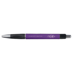 Purple monogram name script pen | Zazzle
