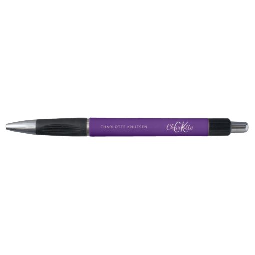 Purple monogram name script pen | Zazzle
