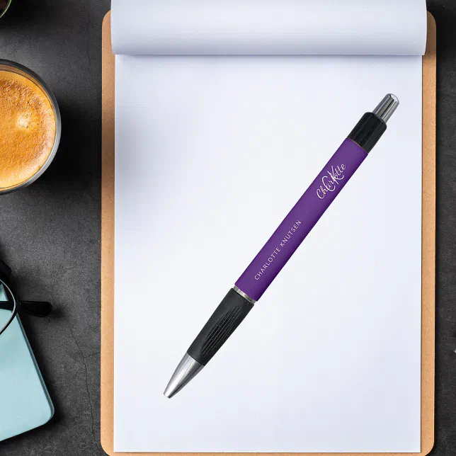 Purple monogram name script pen | Zazzle