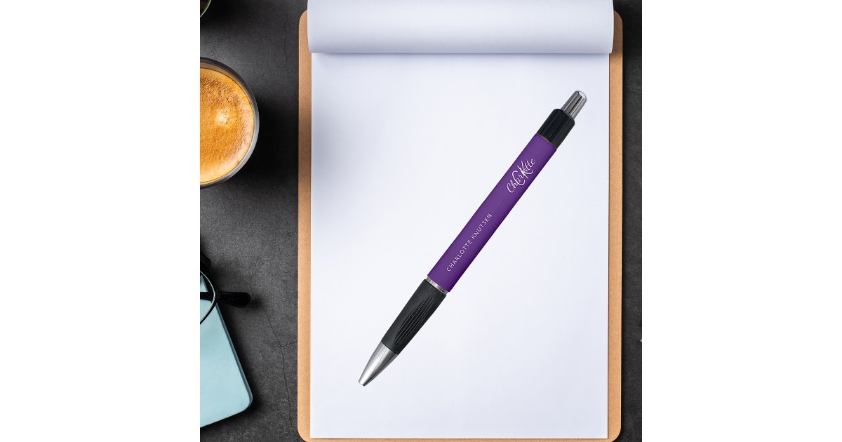 Purple monogram name script pen | Zazzle