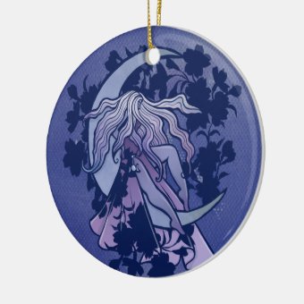 Purple Moon Goddess Wiccan Triple Moon Symbol Art Ceramic Ornament | Zazzle