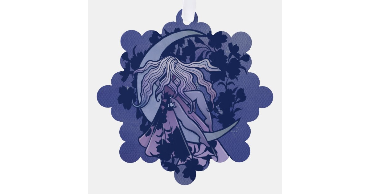 Purple Moon Goddess Wiccan Triple Moon Symbol Art Ornament Card | Zazzle