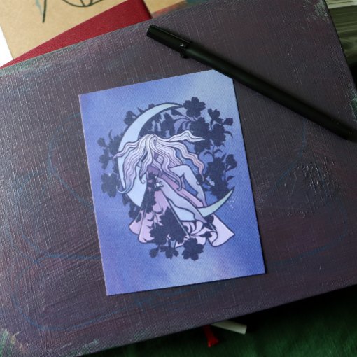 Purple Moon Goddess Wiccan Triple Moon Symbol Art Postcard | Zazzle