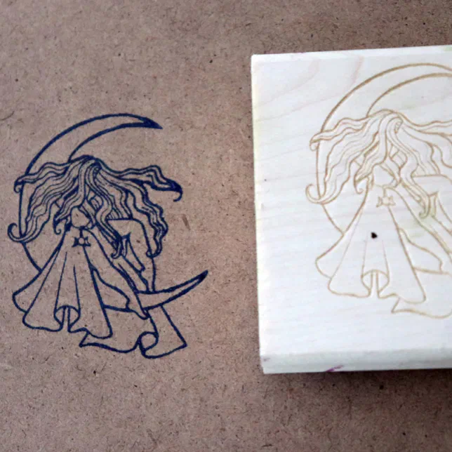 Purple Moon Goddess Wiccan Triple Moon Symbol Art Rubber Stamp | Zazzle