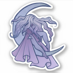 Purple Moon Goddess Wiccan Triple Moon Symbol Art Sticker | Zazzle