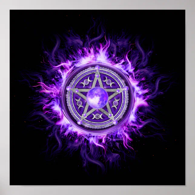 Purple Moon Pentagram Poster | Zazzle