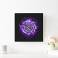 Purple Moon Pentagram Square Wall Clock | Zazzle