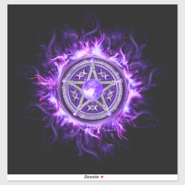 Purple Moon Pentagram Sticker | Zazzle