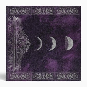 Purple Moon Phase Wicca Spellbook of Shadows 3 Ring Binder | Zazzle