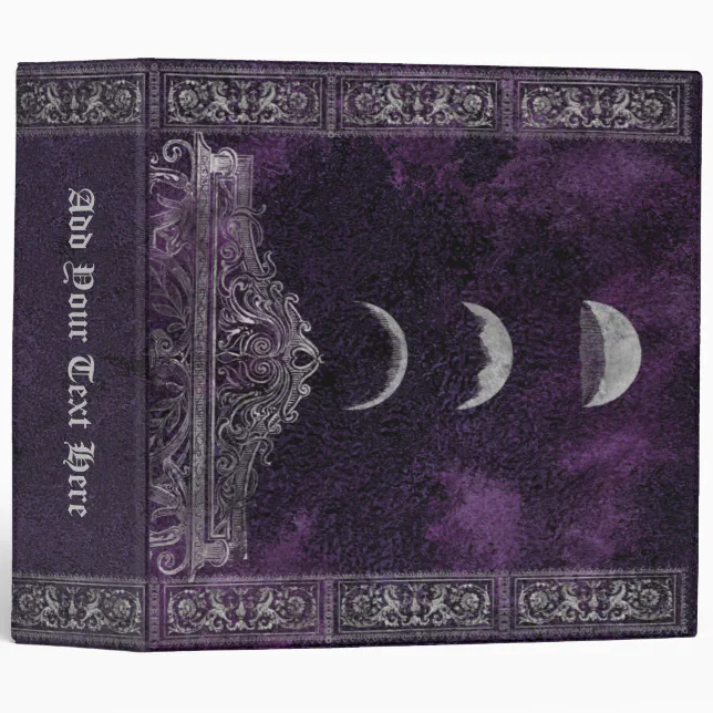 Purple Moon Phase Wicca Spellbook of Shadows 3 Ring Binder | Zazzle