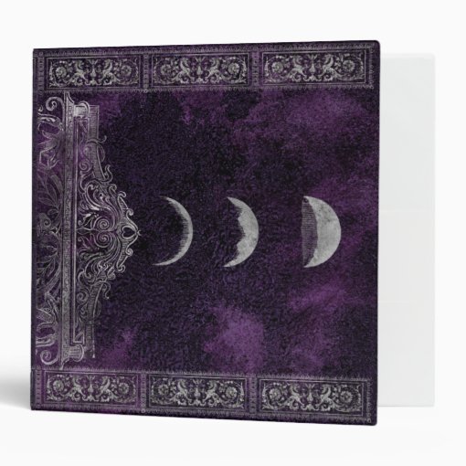 Purple Moon Phase Wicca Spellbook of Shadows 3 Ring Binder | Zazzle