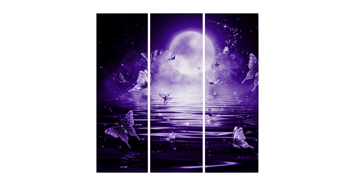 Purple Moonlight Butterflies Wall Panels | Zazzle