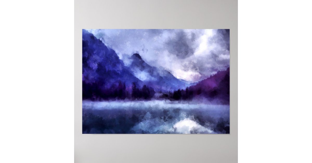 Purple mountains in Alaska | Landscape Painting Poster | Zazzle