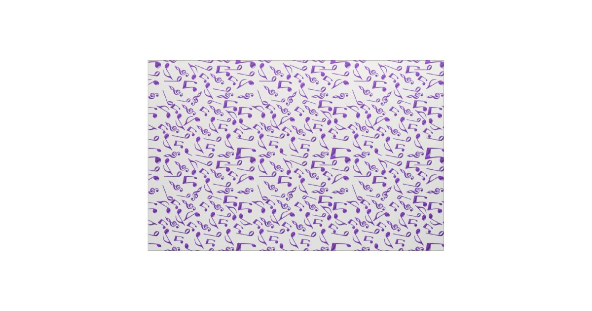 Purple Music Notes and Clefs on Any Color Fabric | Zazzle