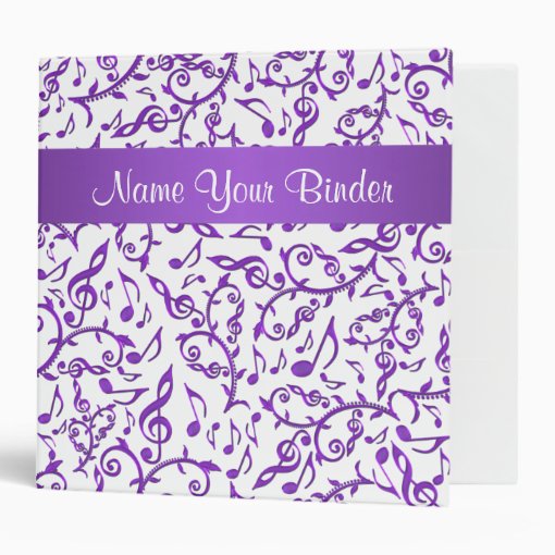 Purple Music Notes On Any Color Binder | Zazzle