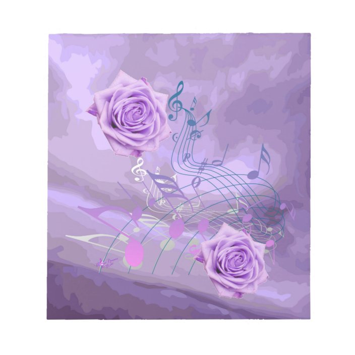 Purple Music Notes & Roses Abstract Small Note Pad | Zazzle