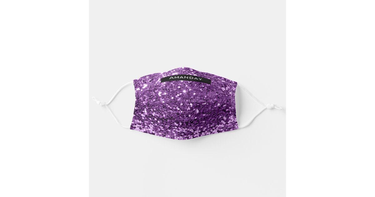 Purple Name Blush Spark GLITTER EFFECT Covid Adult Cloth Face Mask | Zazzle