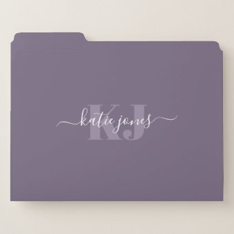 Purple Name & Monogram | Retro Typography File Folder | Zazzle