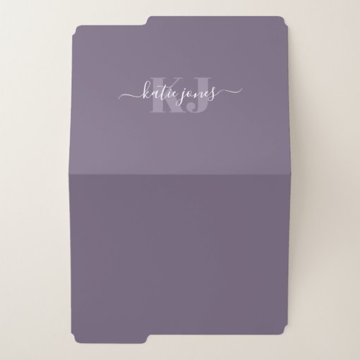 Purple Name & Monogram | Retro Typography File Folder | Zazzle