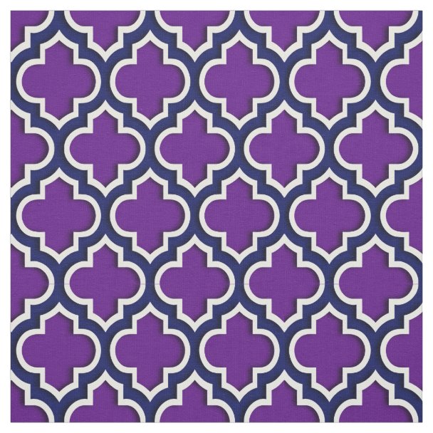 Blue & purple Moroccan geometric pattern Fabric | Zazzle