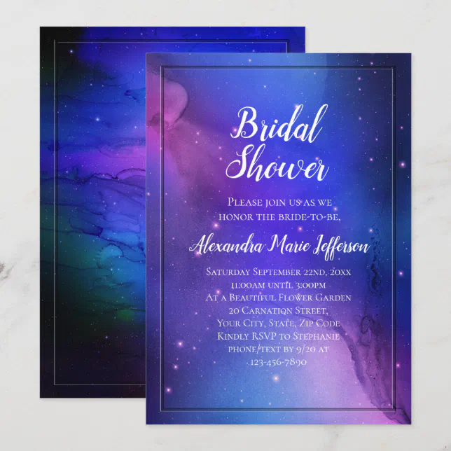 Purple Nebula Celestial Art Outer Space Wedding Invitation | Zazzle