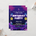Purple Neon Birthday Party Invitation | Zazzle