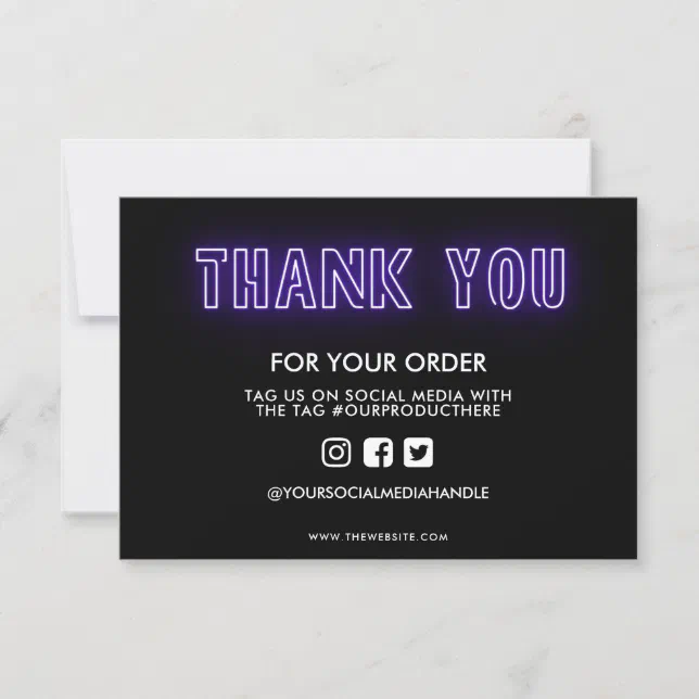 Purple Neon Sign Thank you Media Insert | Zazzle