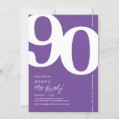 Purple Ninety 90th Birthday Party Invitation | Zazzle