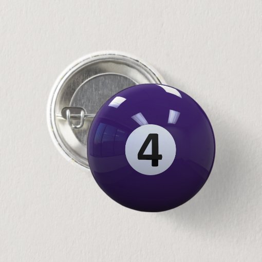 Purple No. 4 Billiard Pool Ball Button | Zazzle
