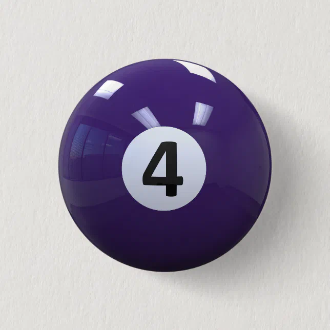 Purple No. 4 Billiard Pool Ball Button | Zazzle