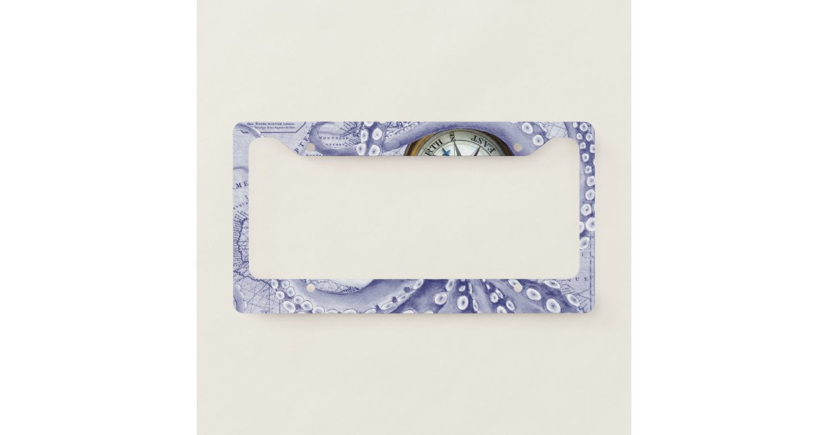 Purple Octopus Compass License Plate Frame | Zazzle