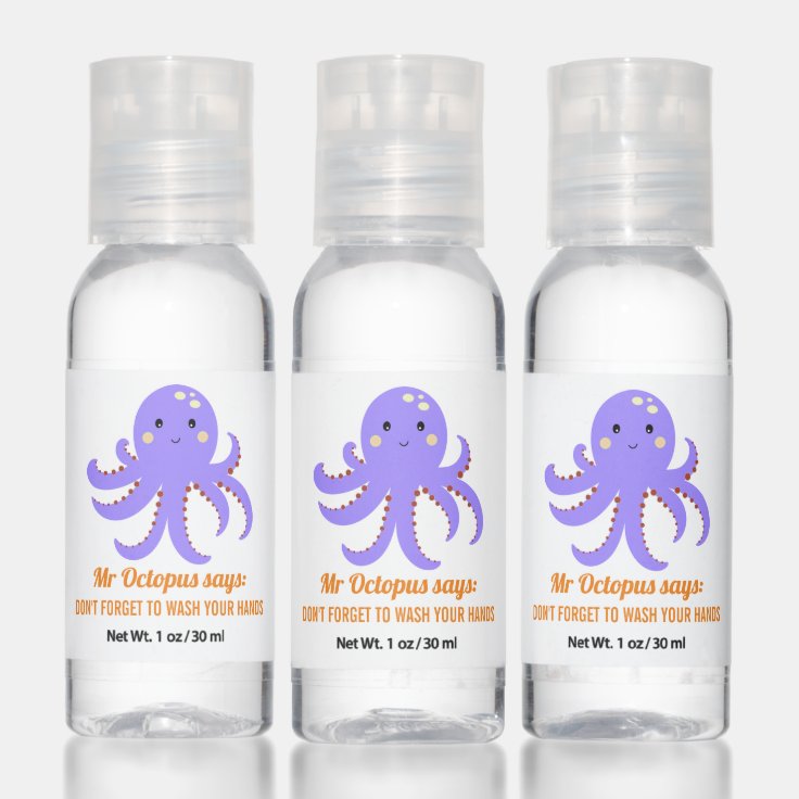 Purple Octopus Wash Your Hands Hand Sanitizer | Zazzle